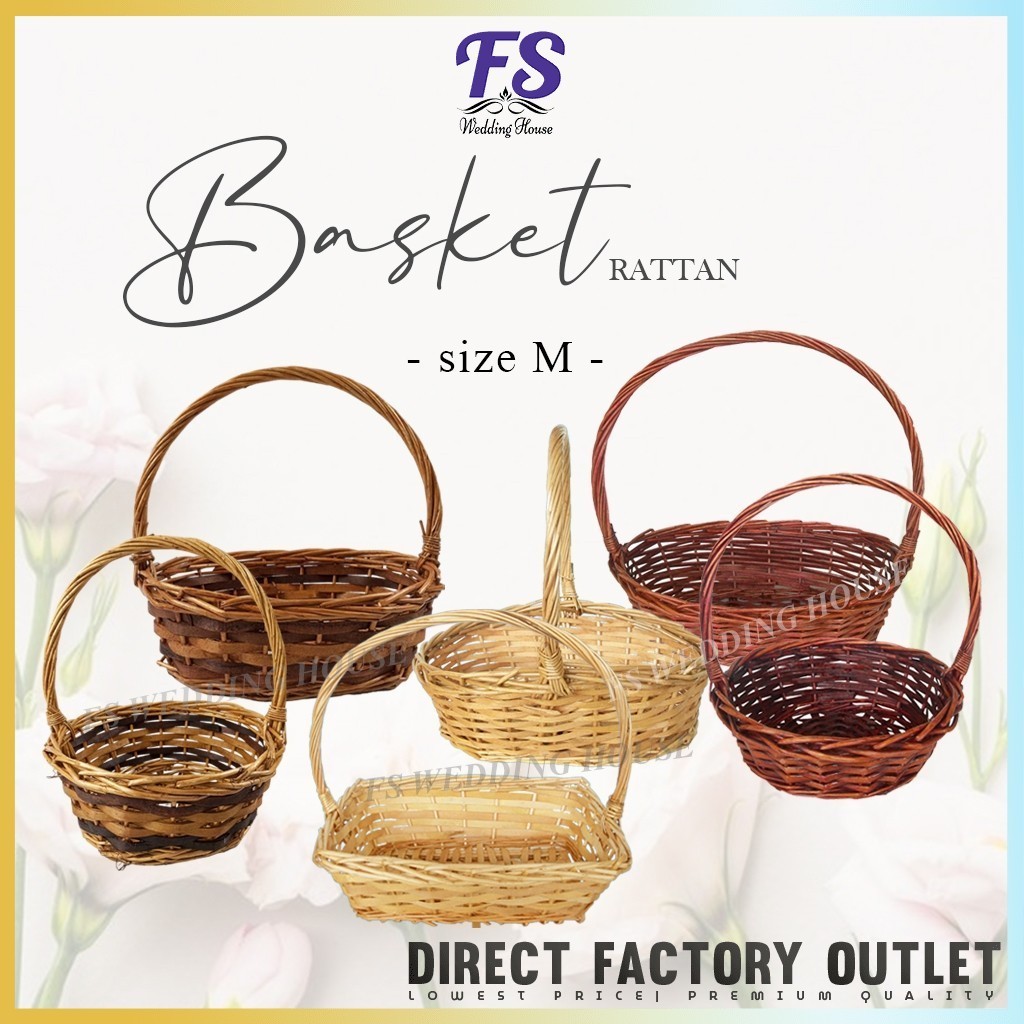 M SIZE Basket Rattan/Bakul Rattan/Raga Rattan/Bakul Hamper/Bakul Buah ...