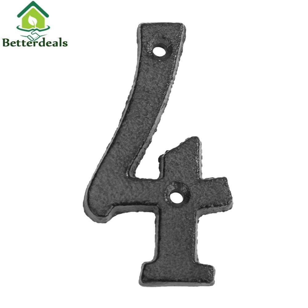 Metal Digital Numbers Cast Iron House Sign Doorplate DIY Cafe Wall ...