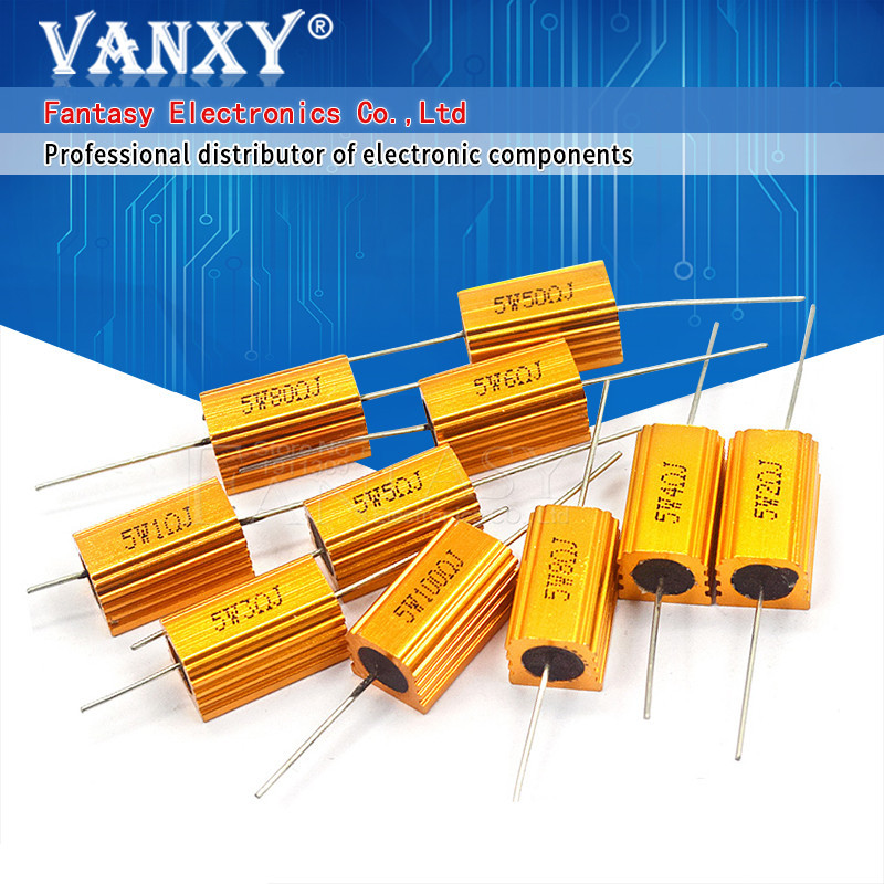 2pcs 5W Aluminum Power Metal Shell Case Wirewound Resistor 0.1 ~ 10K 0. ...