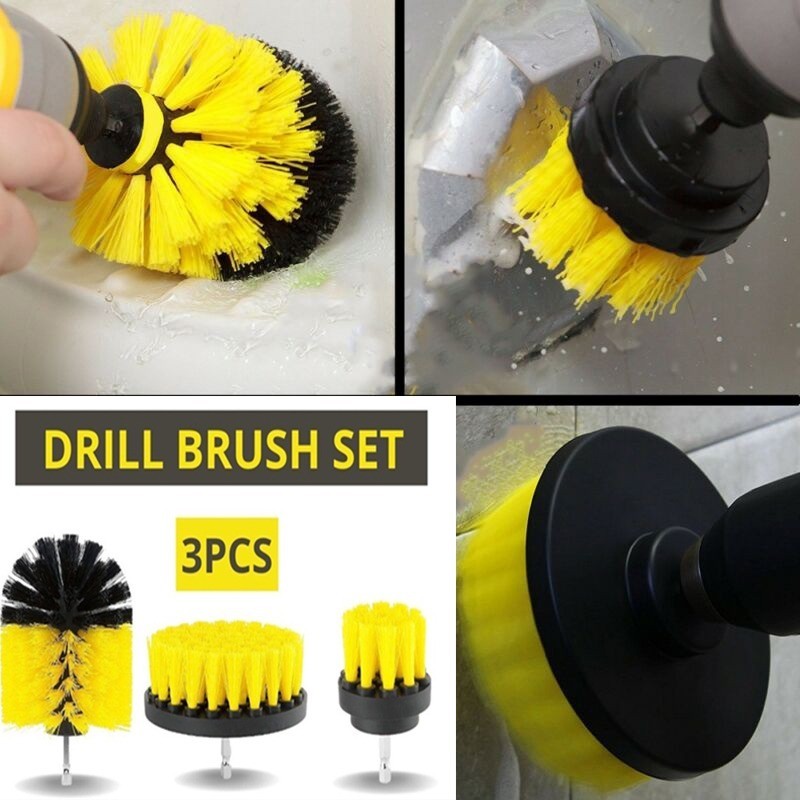 Set of 3 Drill Brush Bathroom Bathtub Shower Cabin Car Tire Seat ...