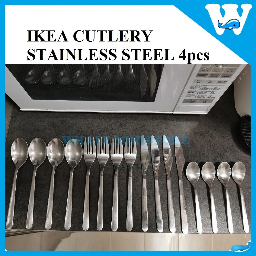 IKEA STAINLESS STEEL CUTLERY (FORK, SPOON, KNIFE, TEASPOON) 4PCS SET ...