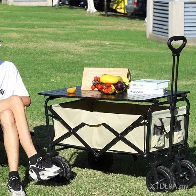 Outdoor Trolley Foldable Stall Table Foldable Portable Full Set Picnic ...