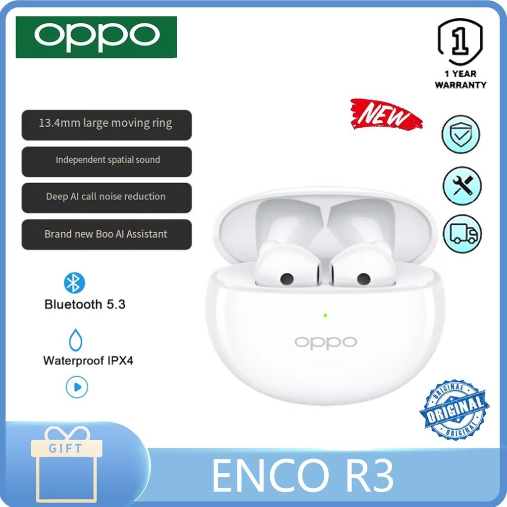 OPPO Enco R3 true wireless semi in ear Bluetooth earphones, space sound effects, music, sports ...