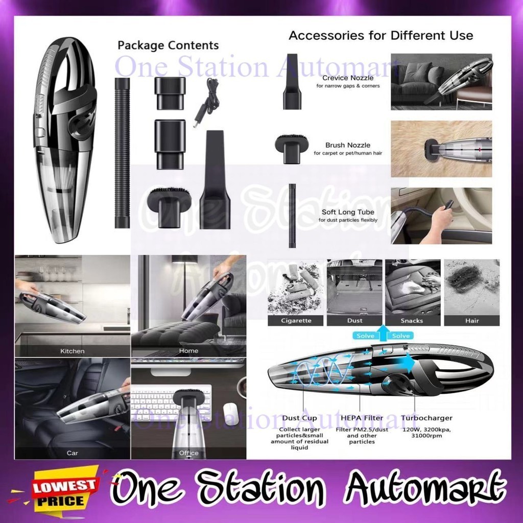 Rechargeable Wireless Cordless Vacuum Cleaner Portable Handheld Car ...