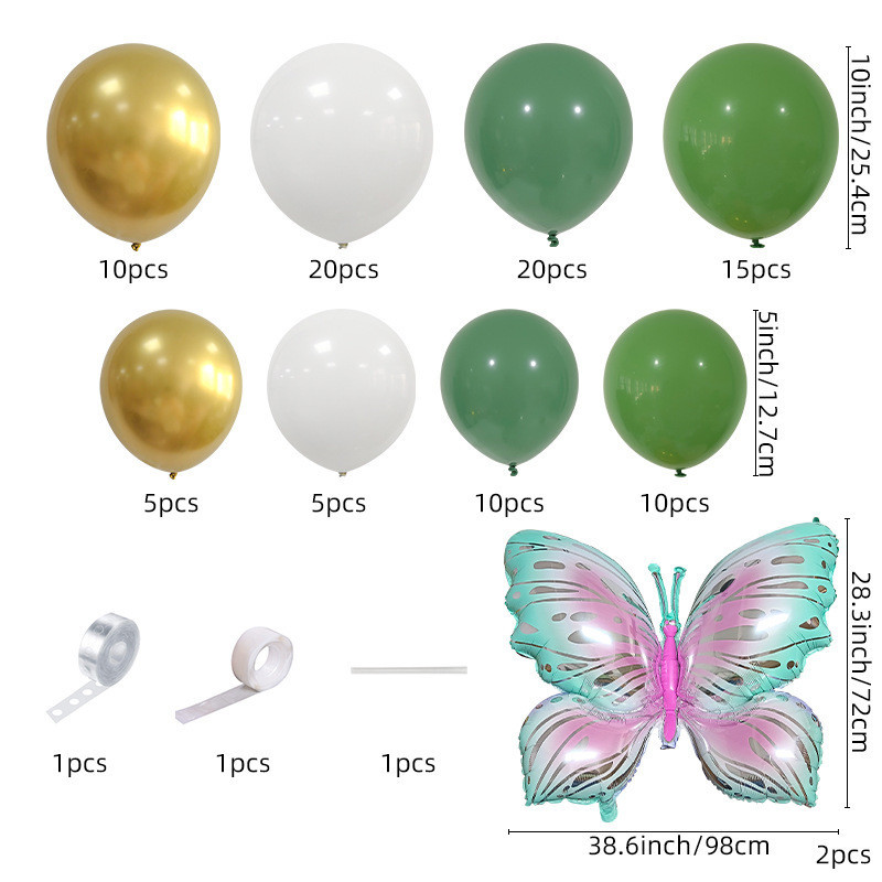 Happy-Party 100pcs Butterfly Balloons Garland Arch Avocado Green Ballon ...