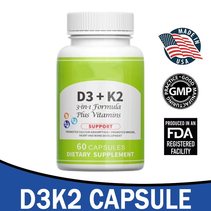 D3+K2 Multivitamin Supplement, Multinutrient - Immune System, Heart & Bone Support - 60 Capsules ...