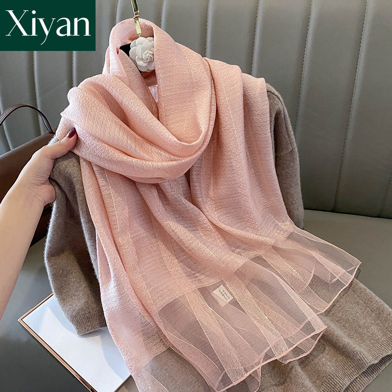 【ready stock】new fashion women shawl silk scarf towel shawls female ...