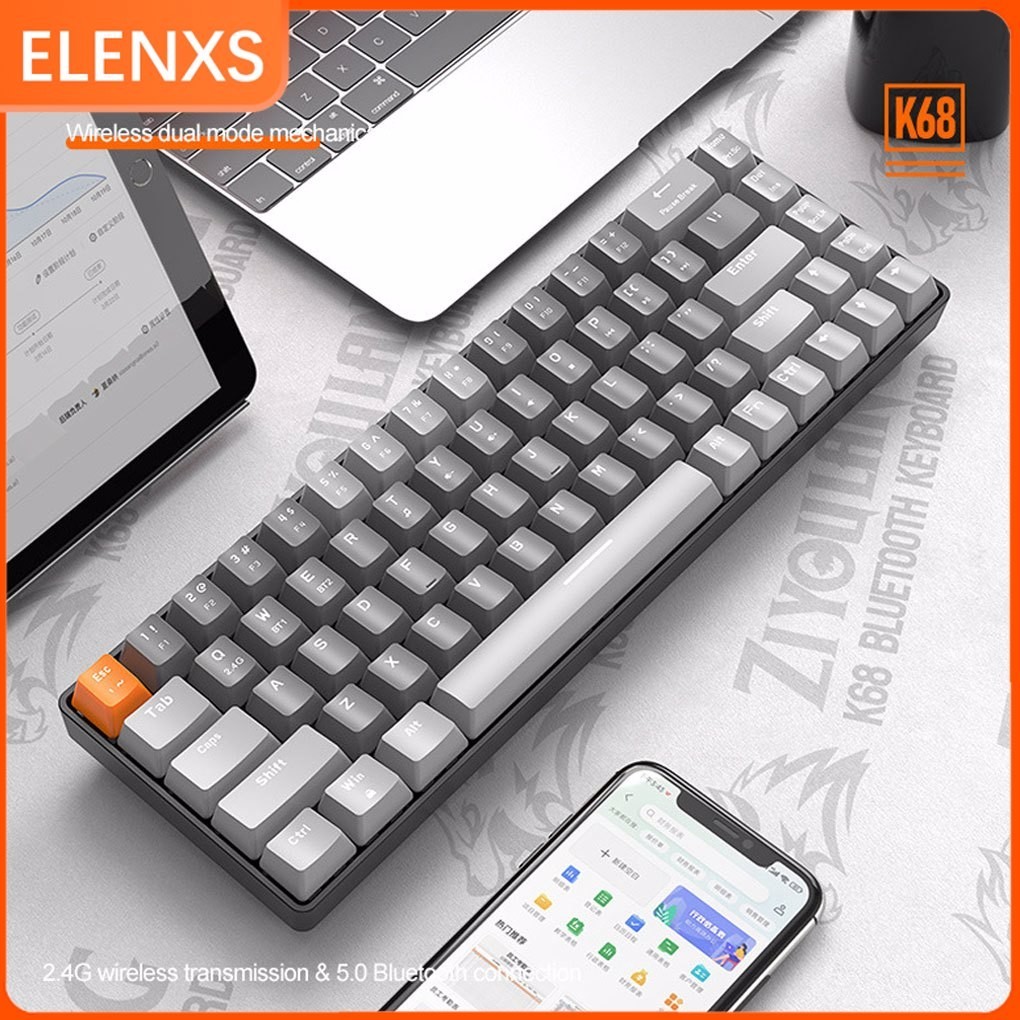 ABS Color Blocking Mechanical Keyboard For Desktop And Mobile Devices Bluetooth Wireless Dual ...