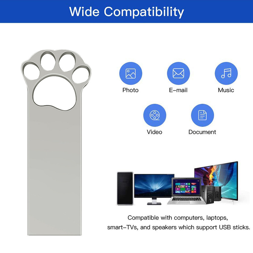 keepdreaming USB 2.0 Pendrive Metal Cat Paw Flash Drive with Keyhain ...