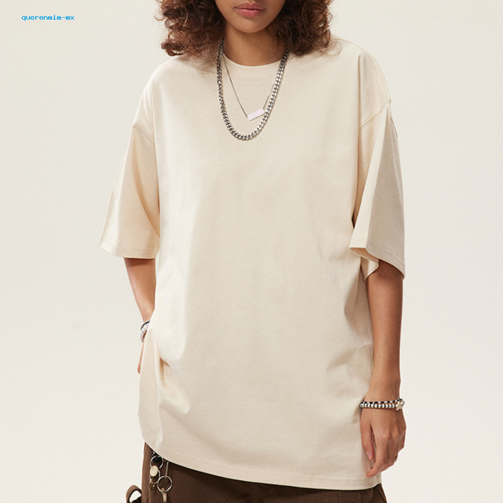 Quer_ Round Neck Half Sleeve Top Unisex Top Summer Unisex T-shirt Round ...