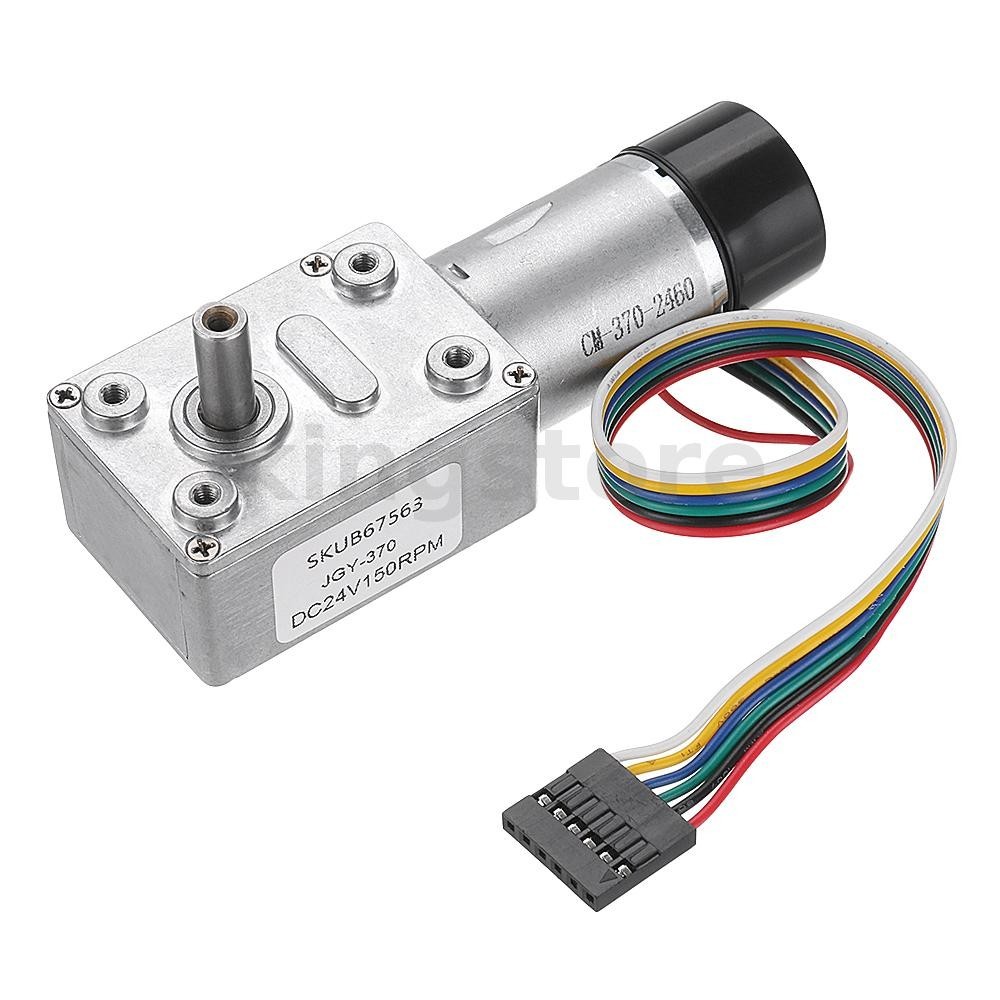 Machifit JGY-370 DC 24V Motor Reduction Gear Turbine Worm Self-locking Encoder Signal Feedback ...