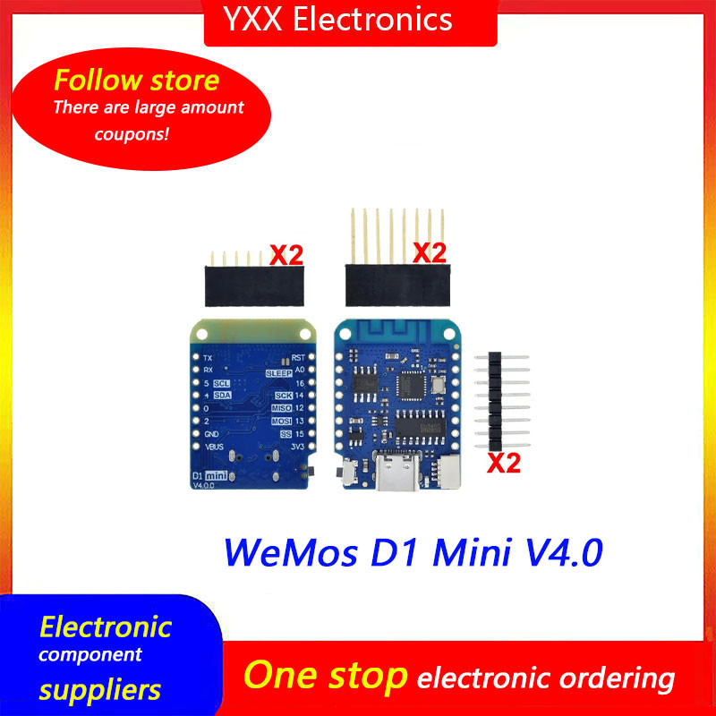 WeMos D1 Mini V4.0 development board ESP8266 chip WiFi wireless IoT ...