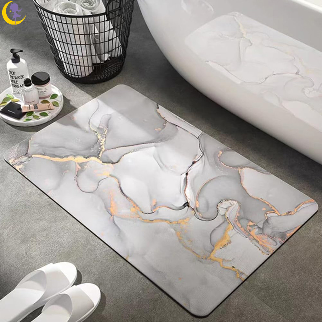 Marble Pattern Non-Slip Bathroom Mats Non-Slip Absorbent Floor Mats ...