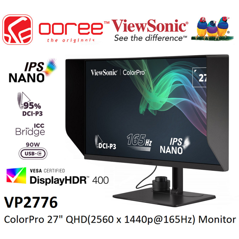 VIEWSONIC 27" VP2776 QHD 2560x1440 @165HZ COLORPRO PANTONE VALIDATED ...