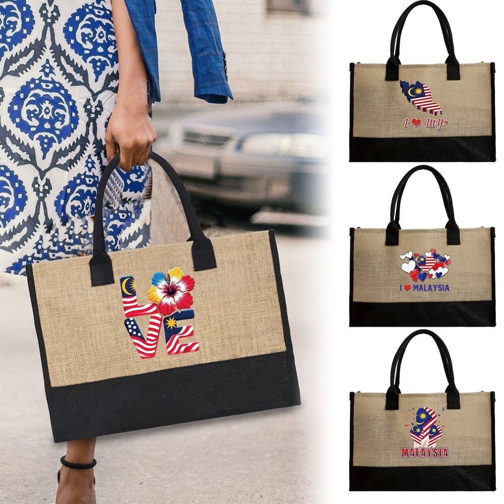 Merdeka promo Malaysia Day Jute Shopping Bag Eco-friendly Grocery ...