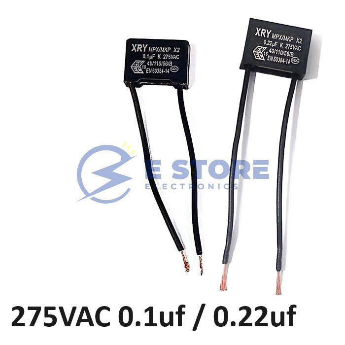 0.22uf 275V 0.1uf 275V Wire Capacitor 224K 275VAC 104 275VAC Black and ...