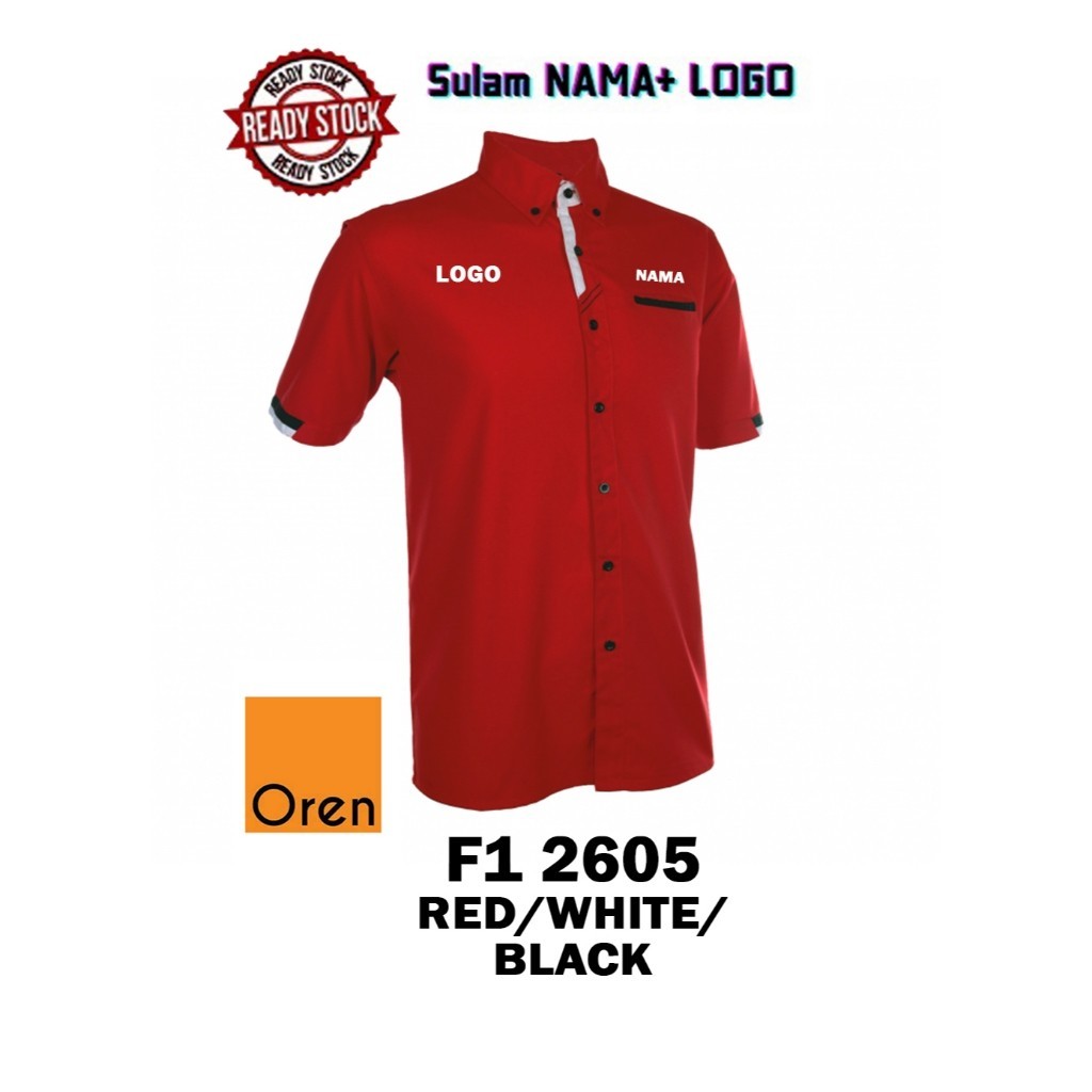 BAJU KORPORATE MERAH LENGAN PENDEK F12605 JENAMA OREN SPORT | Shopee ...