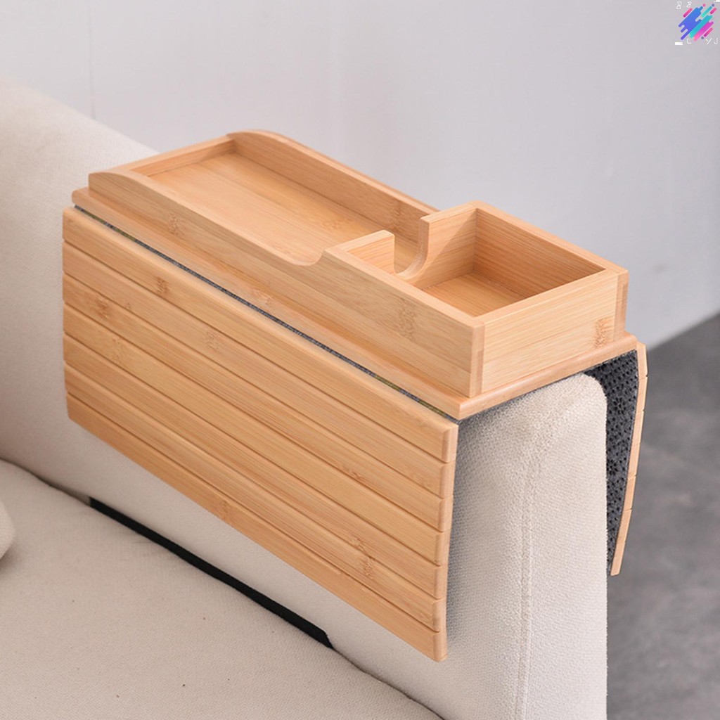 Foldable Bamboo Couch Arm Table Tray Detachable Couch Cup Holder Tray ...