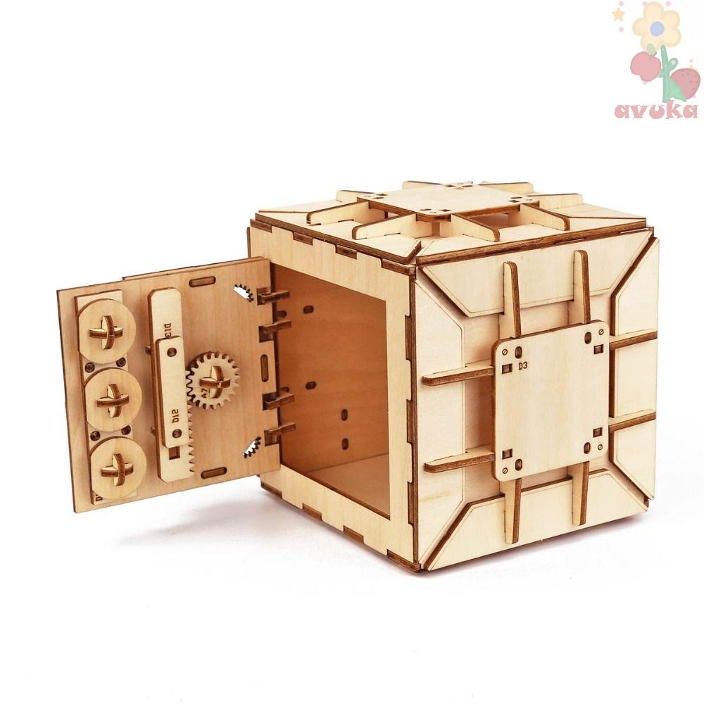 AVUKA 3D Wooden Model Locker Kit, DIY Coin Bank Brain Teaser DIY Coin ...