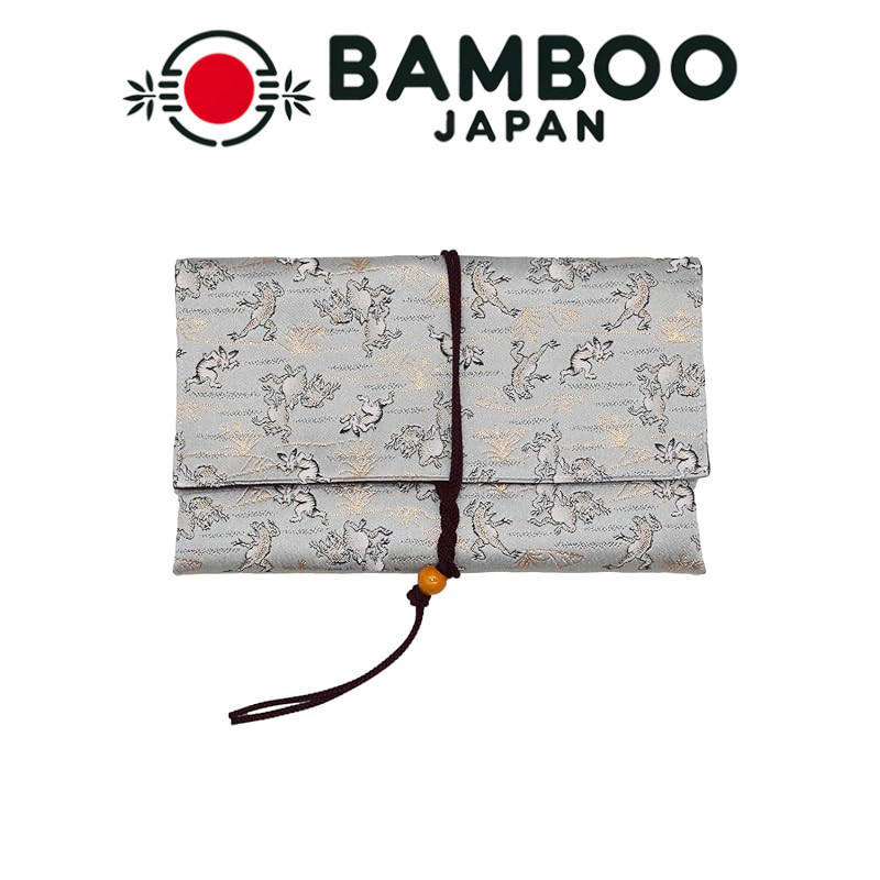 Kinchaku Nishijin Weave Goshuin Book Holder - Gray with Animal Gaze ...