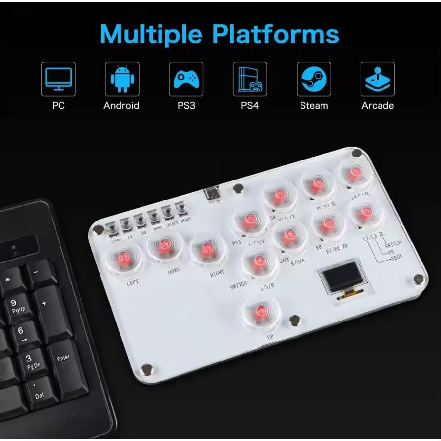 Leverless Controller RGB Arcade Hitbox Keyboard Arcade for XBox/PS3/PS4 ...