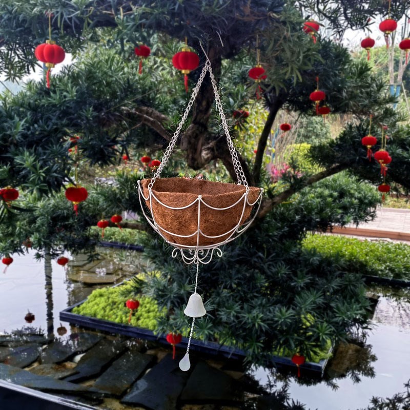 Bakul Gantung Kelapa Gaya Eropah Pasu Bunga Anyaman Gantung Besi Seni ...