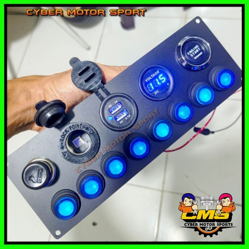 12 volt universal car dashboard panel Interior. rocker switch 8 gang ...
