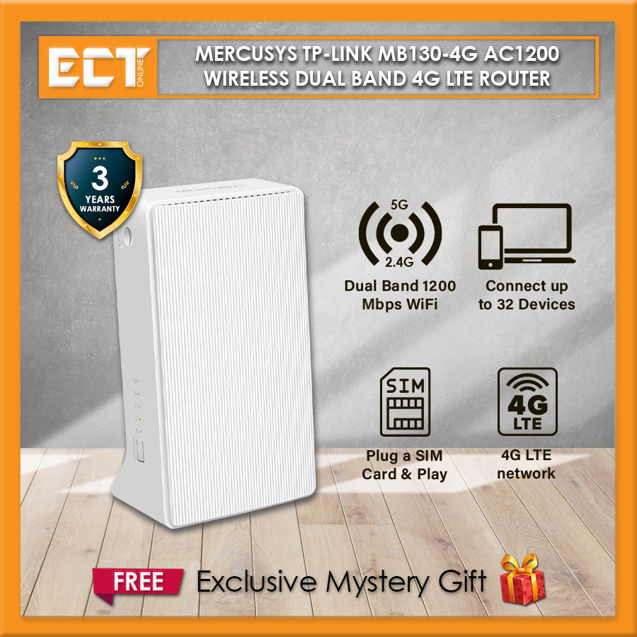 Mercusys TP-Link MB130-4G AC1200 Wireless Dual Band 4G LTE Router with ...