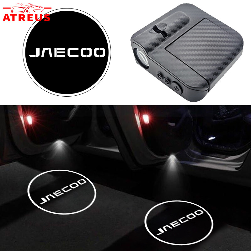1/2Pcs Jaecoo J7 Car Door Light Carbon Fiber Wireless Welcome Lamps ...