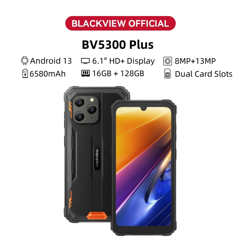 Blackview BV5300 Plus Rugged Smartphone Android 13 Octa-core G72 6.1'' HD Display 8GB+128GB ...
