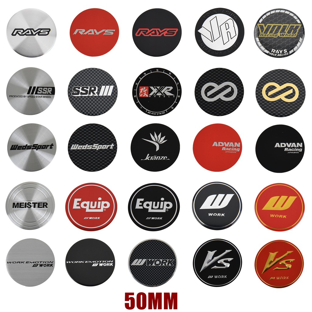 50MM JDM Car Styling Wheel Cover Sticker VOLK RAYS ENKEI ADVAN SSR XXR ...