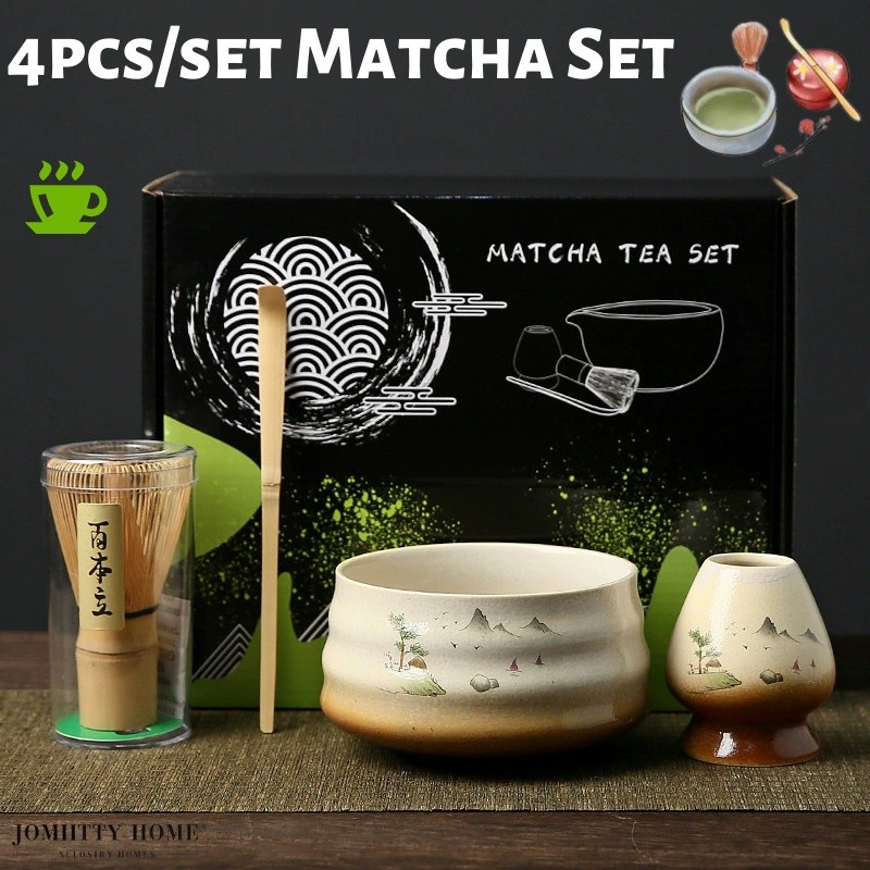 4pcs/set Traditional Matcha Gift Set Bamboo Matcha Whisk Spoon Ceramic ...
