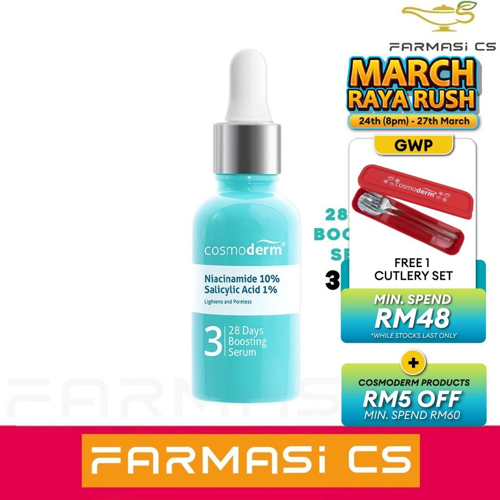 Cosmoderm Niacinamide Salicylic Acid 28 Days Boosting Serum 30ml EXP:01 ...