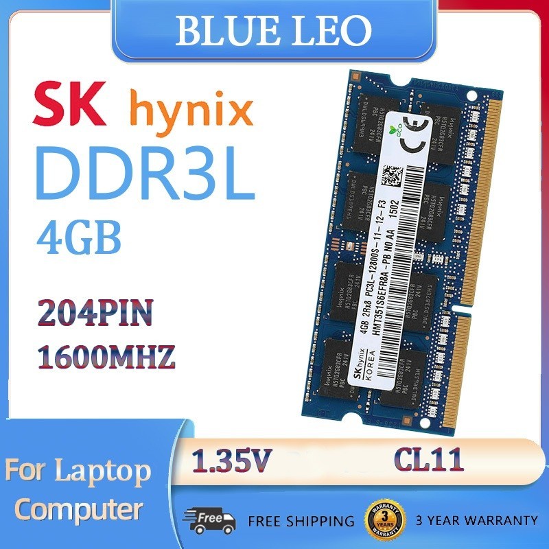 SK Hynix 4GB DDR3L 1600mhz ram 2RX8 PC3L-12800S 204pin 1.35V SODIMM Memory RAM for Laptop ...