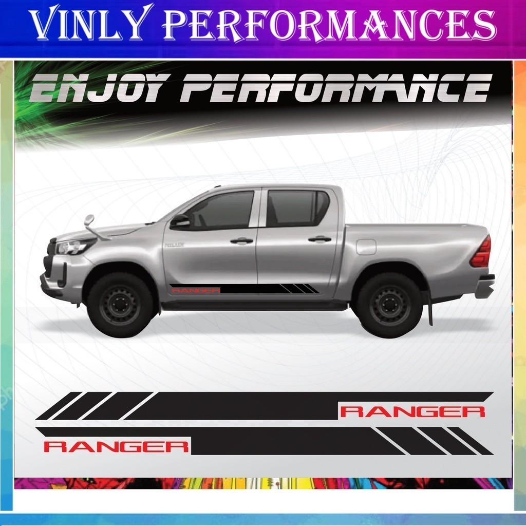 (2pcs) 1 Set Hilux Side Body Lining RANGER Racing Sticker Cutting ...