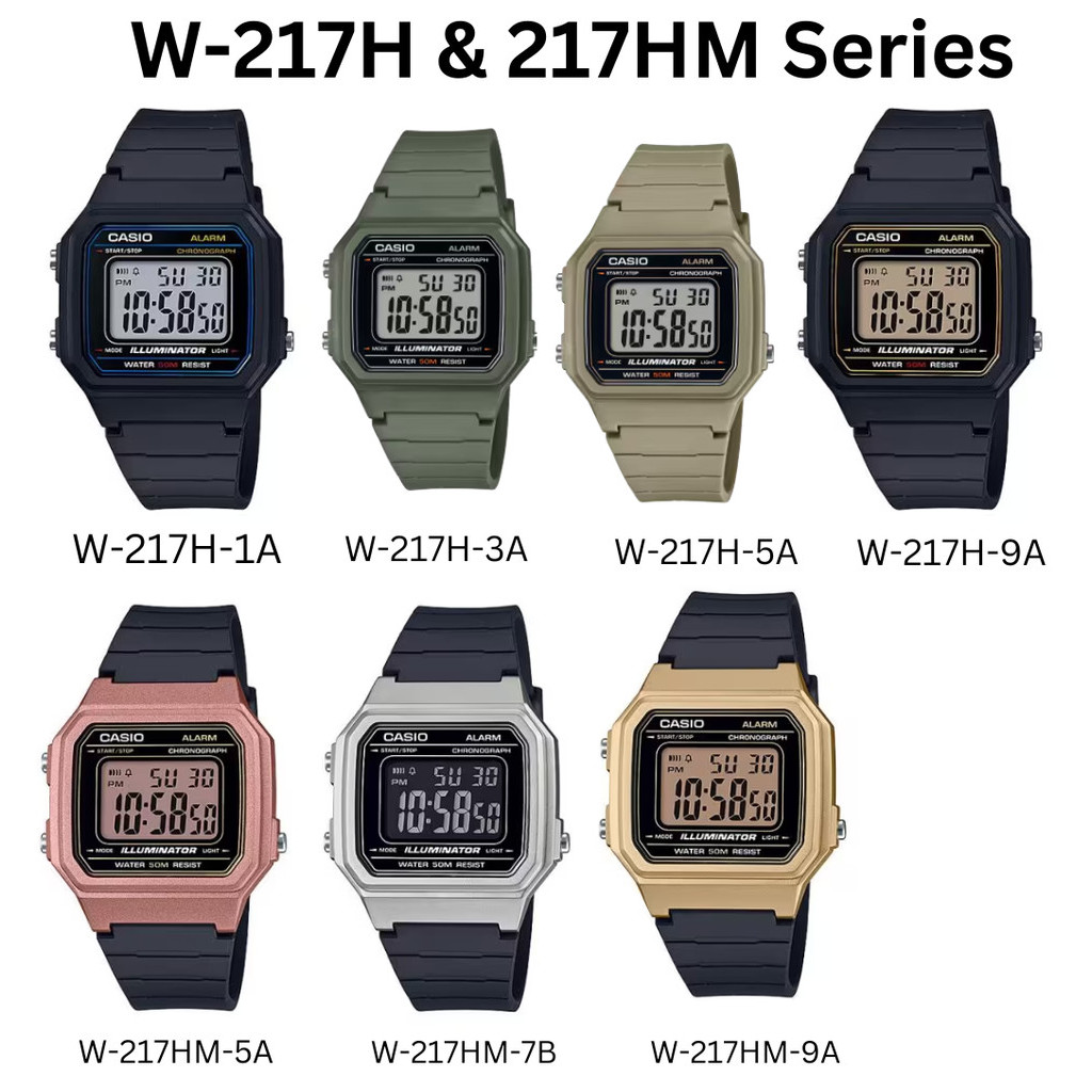 Casio W-217H Series 100% Original & Genuine Watch Sports Watch | Shopee ...