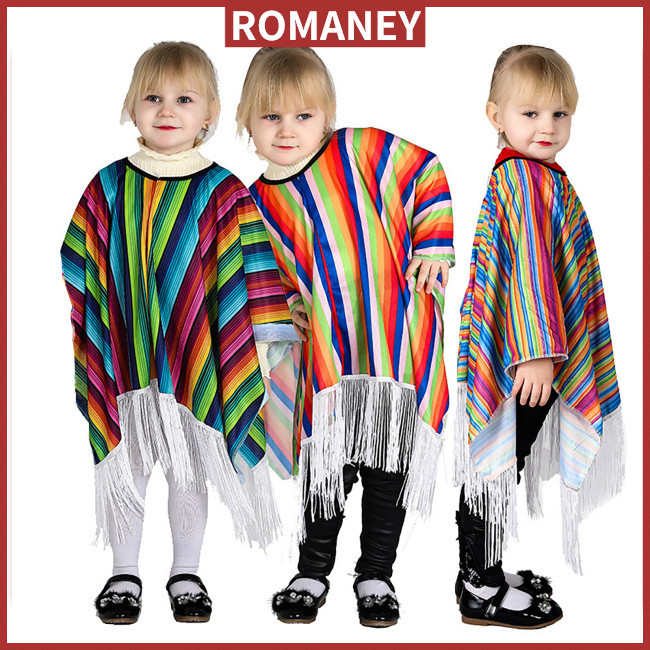 TU Mexican Serape Poncho Costume For Kids Children Mexican Traditional ...