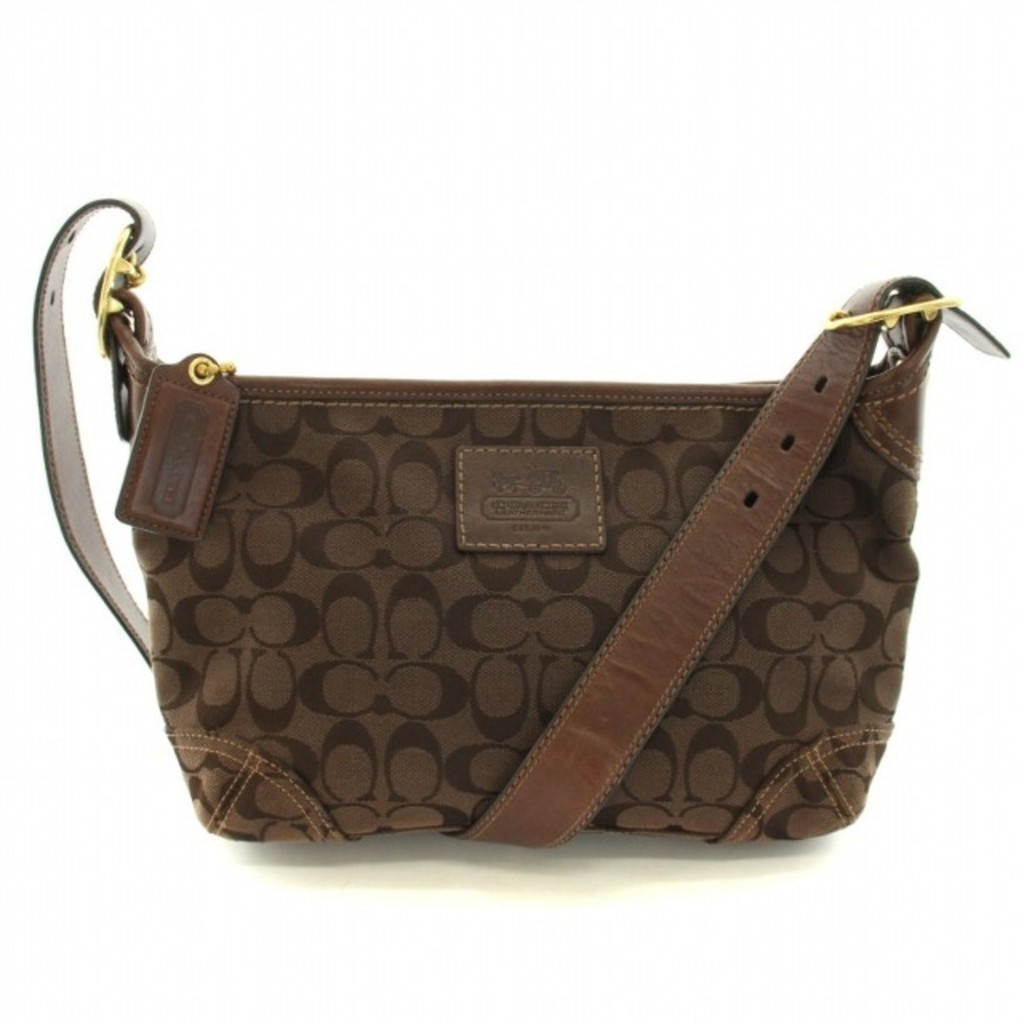 Coach Shoulder Bag Signature Canvas Leather Logo Brown 12594 | Shopee ...