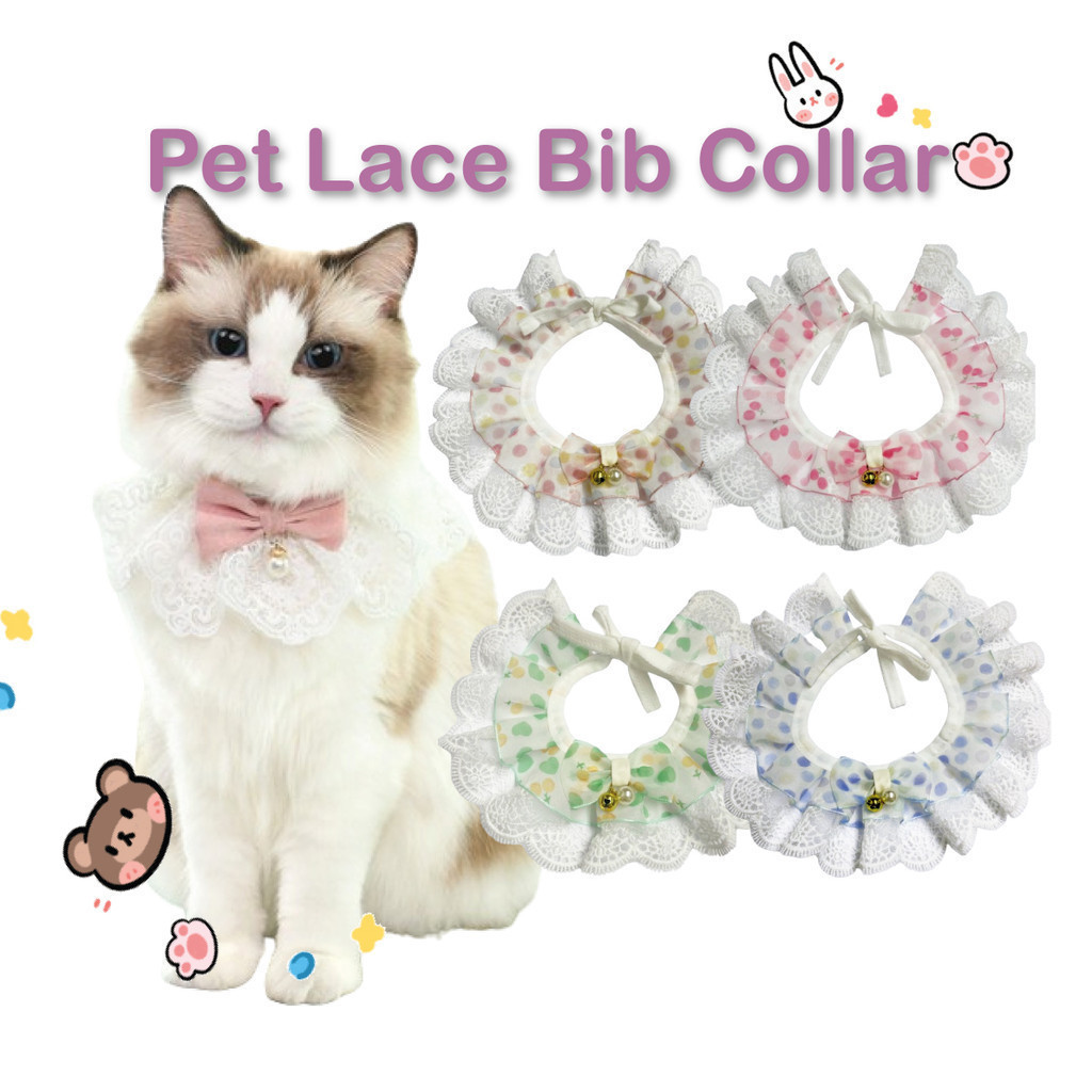 Pet Cute Lace Collar Cat Dog Bib Collar Kolar Kucing with Adjustable ...
