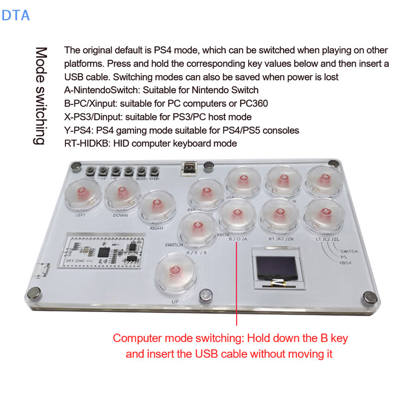 DTA HITBOX Covers SOCD Street Fighter Custom Game PS5 Raspberry Pi Axis ...