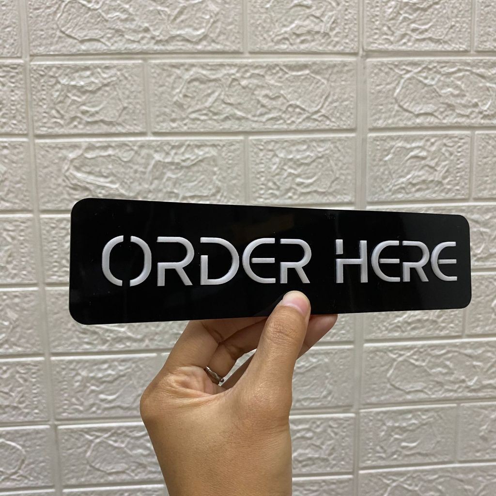 Signage Order Here Cashier Acrylic Embossed - Laser Cut | Shopee Malaysia