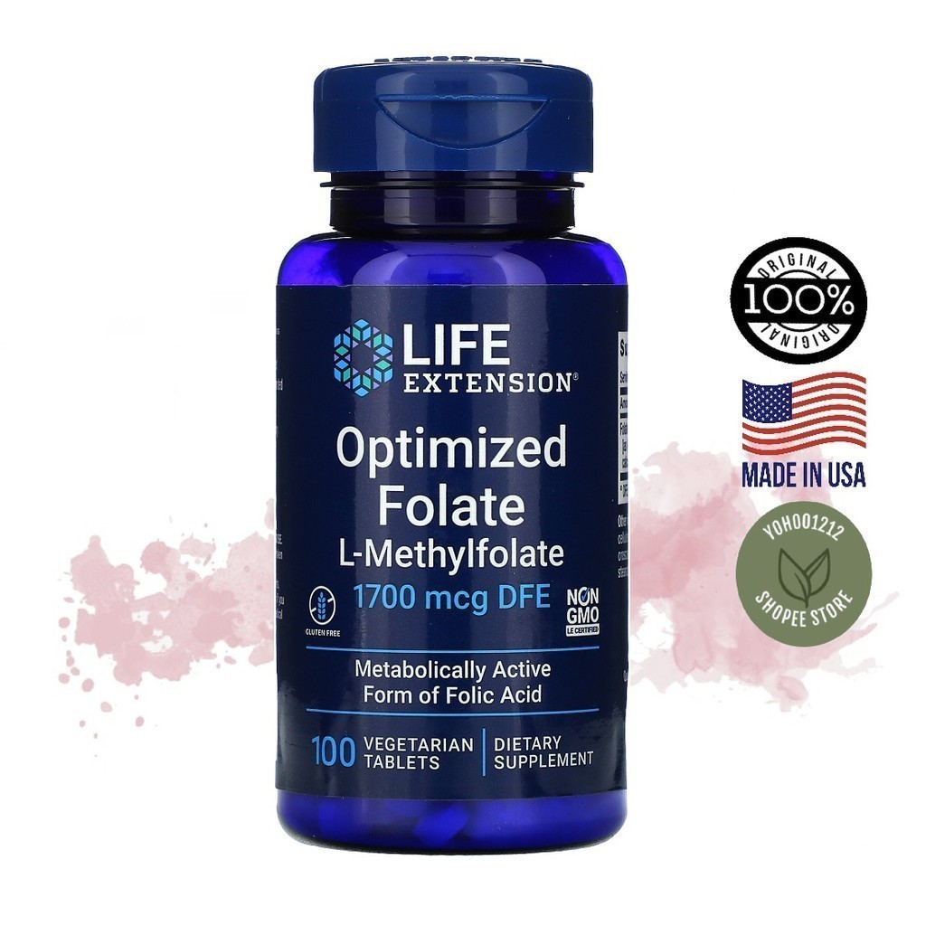 Life Extension, Optimized Folate, 1700mcg, 100 Vegetarian Tablets ...