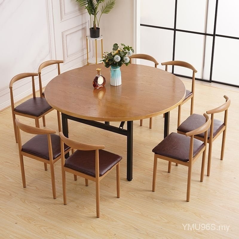 Thick Chinese Style Solid Wood Round Dining Table Chair Combination ...