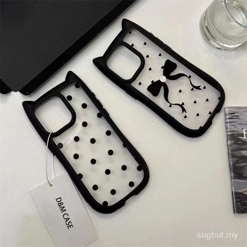 Creative Black Polka Dot Bow iPhone Phone Case Compatible iPhone 11 12 12promax 13 13promax 14 ...