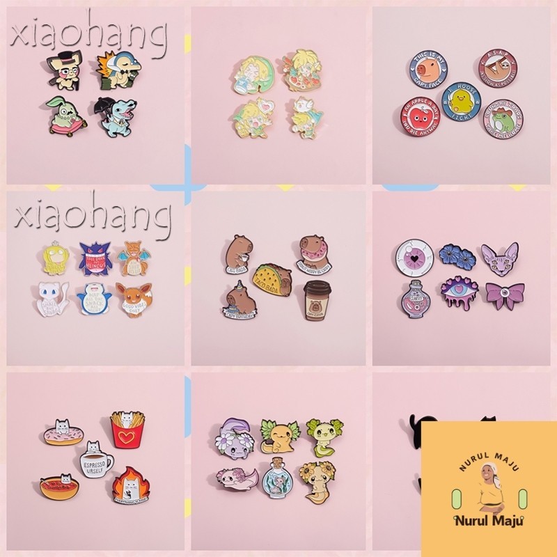 XHCirclesubJoinPin 2-6pcs/set Cute Animal Enamel Pins Set Cartoon Anime ...