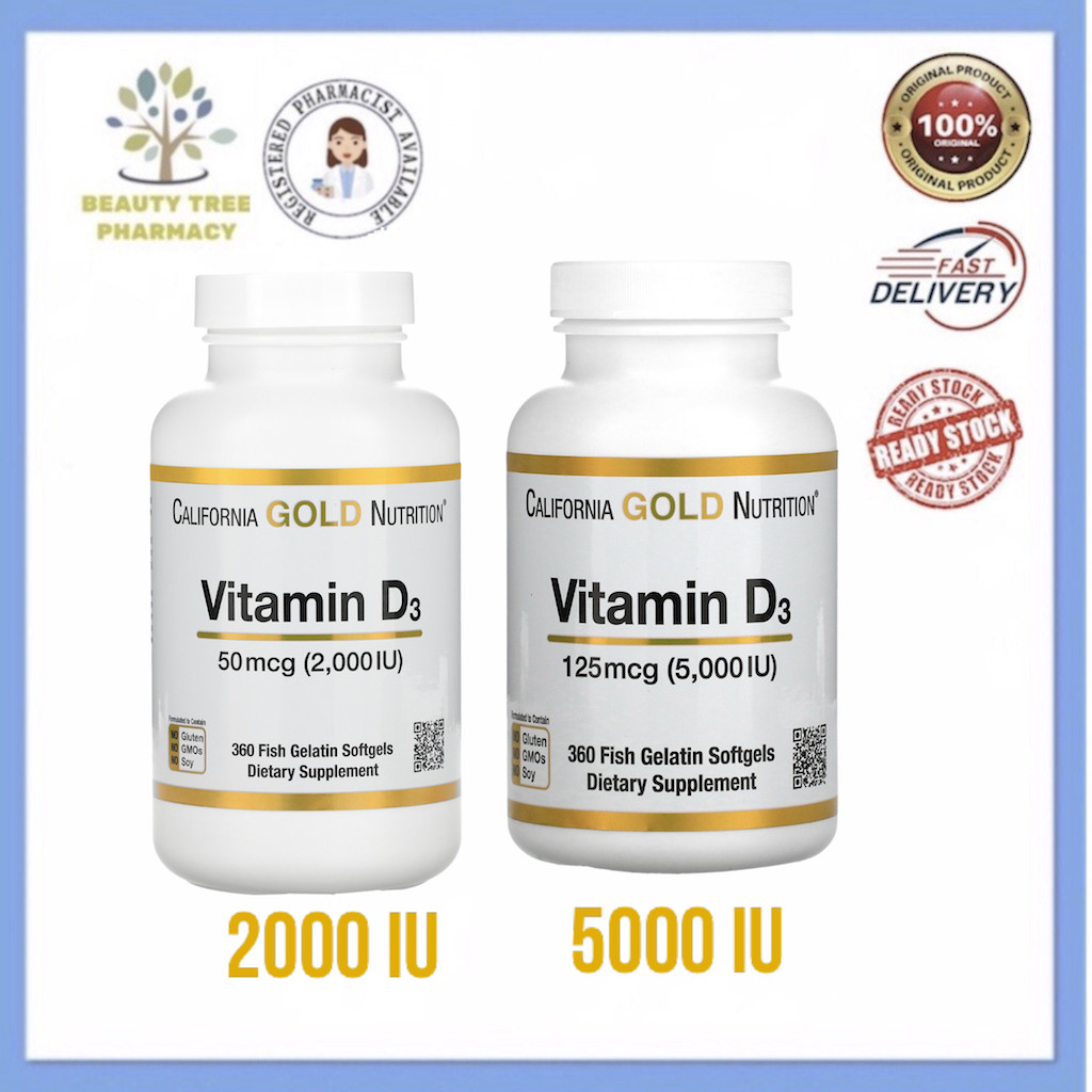 California Gold Nutrition Vitamin D3 125 mcg (5,000 IU) / 50mcg (2000 ...