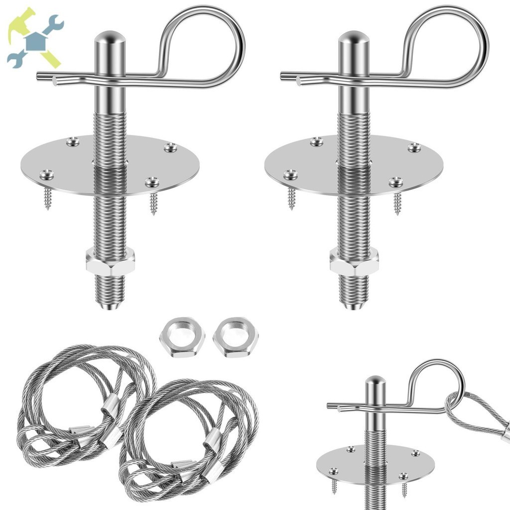 Hood Pin Plate Lock Kit Stainless Steel Engine Hood Pin Bonnet Lock ...