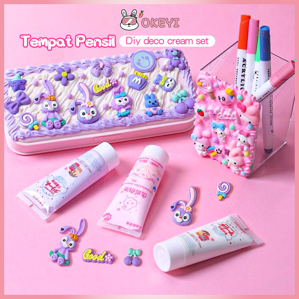 Okyi diy Pencil Case set deco cream kit Cute Pencil Case Korean ...