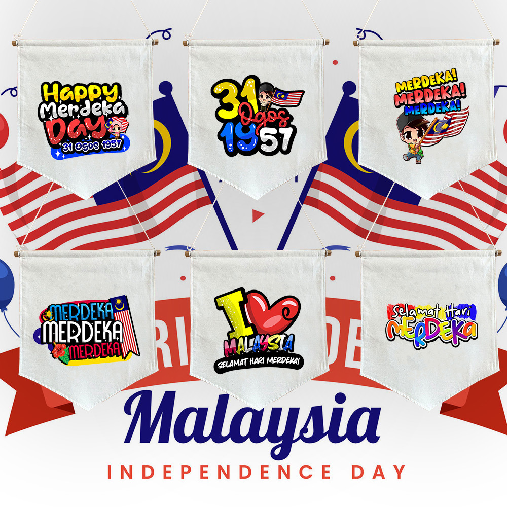 Malaysia Merdeka Day Pattern Printed Canvas Flag Bracket Hanging on ...