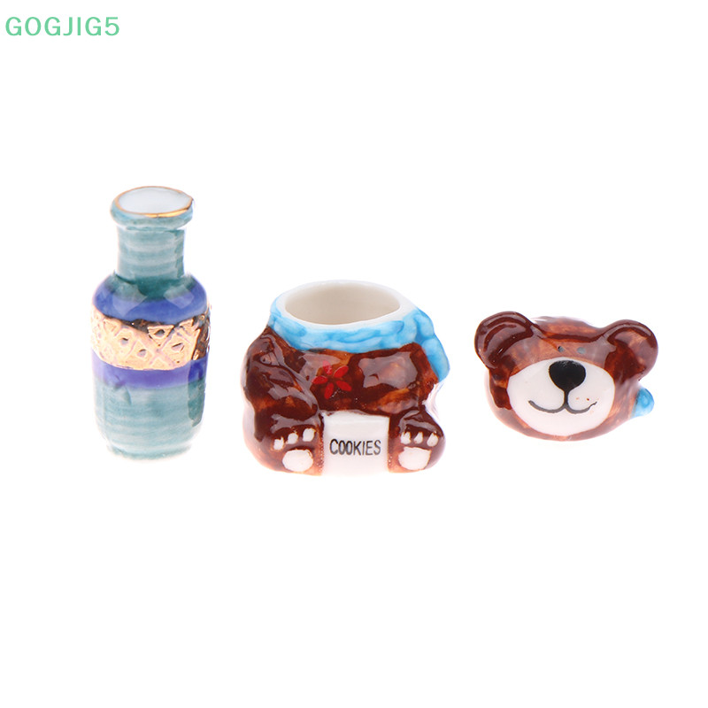 [GOGJIG5] 1/2Pcs 1:12 Dollhouse Miniature Cute Ceramic Cookie Jar Candy ...